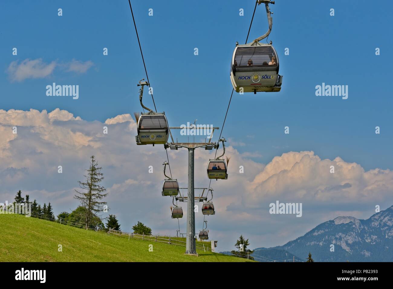 Soell, Tyrol, Austria - June 30, 2018: Gondolas to the Witches Water ...