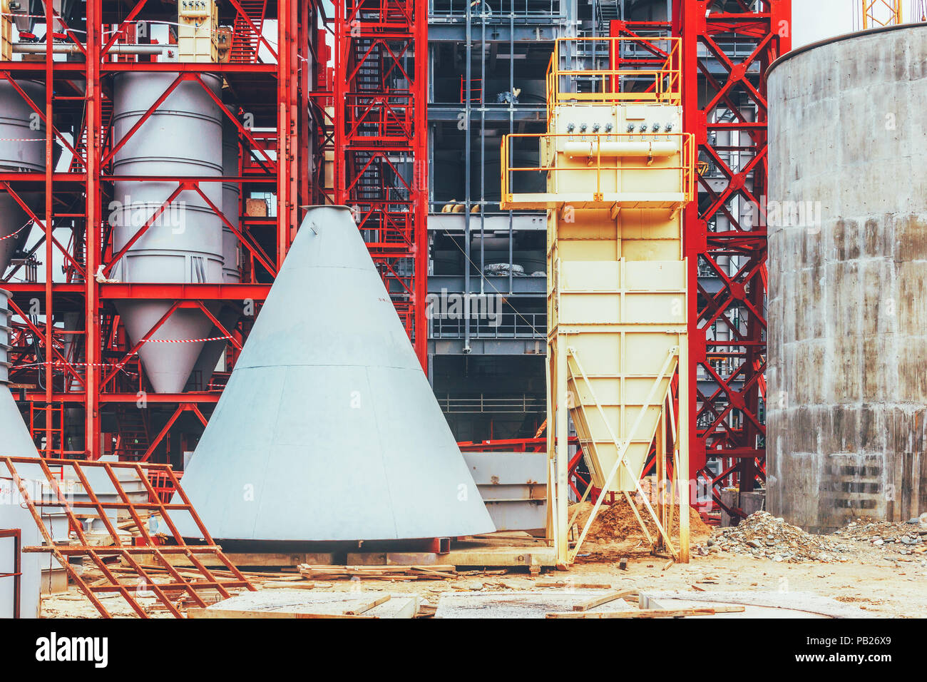 metal structures under construction of the gypsum processing plant ...