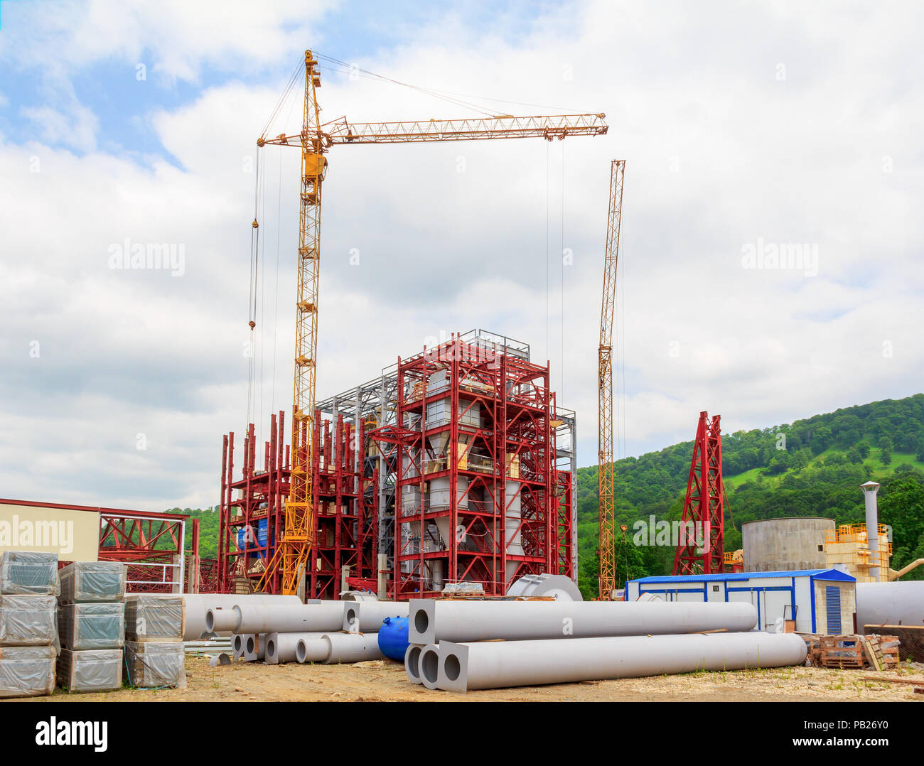 industrial landscape from the construction site of the gypsum ...