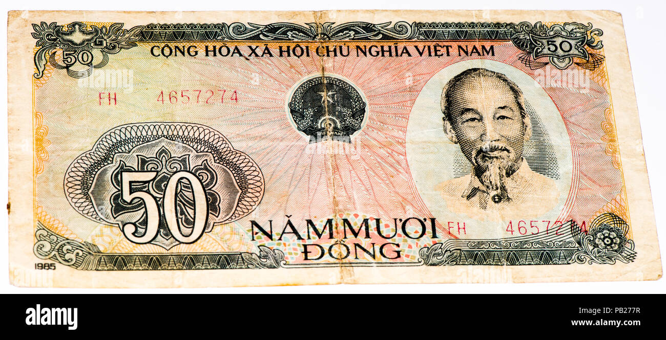 VELIKIE LUKI, RUSSIA - JULY 30, 2015: 50 dong bank note of Vietnam ...