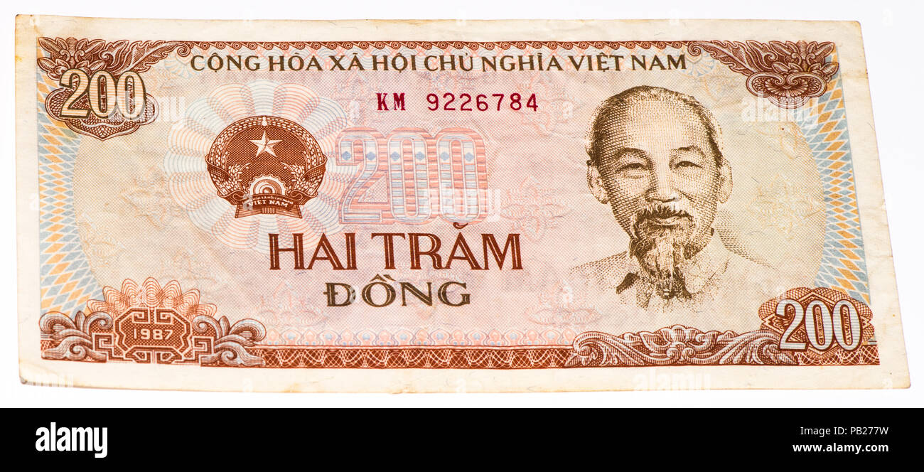 VELIKIE LUKI, RUSSIA - JULY 30, 2015: 200 dong bank note of Vietnam ...