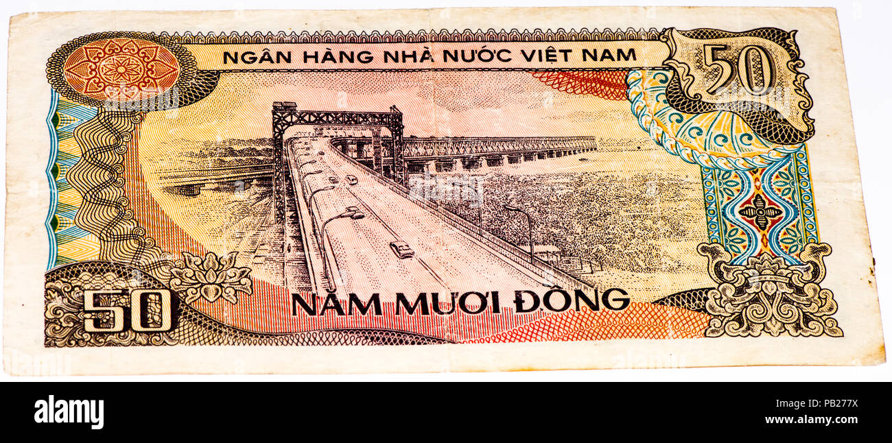 VELIKIE LUKI, RUSSIA - JULY 30, 2015: 50 dong bank note of Vietnam ...
