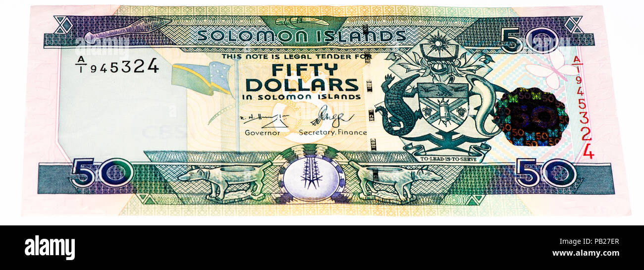 VELIKIE LUKI, RUSSIA - JULY 30, 2015: 50 Solomon Islands dollar bank ...