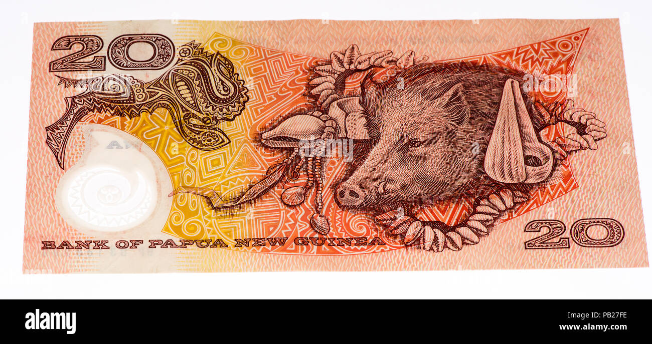VELIKIE LUKI, RUSSIA - JULY 30, 2015: 20 Papua New Guinean kina bank ...
