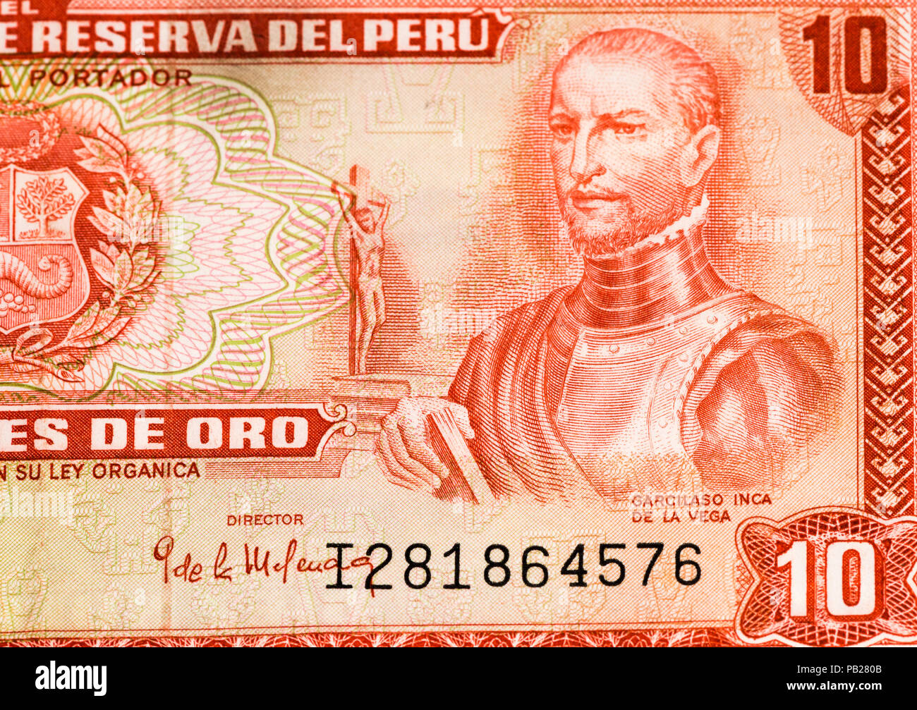 10 soles de oro bank note. Soles de oro is the national currency of ...