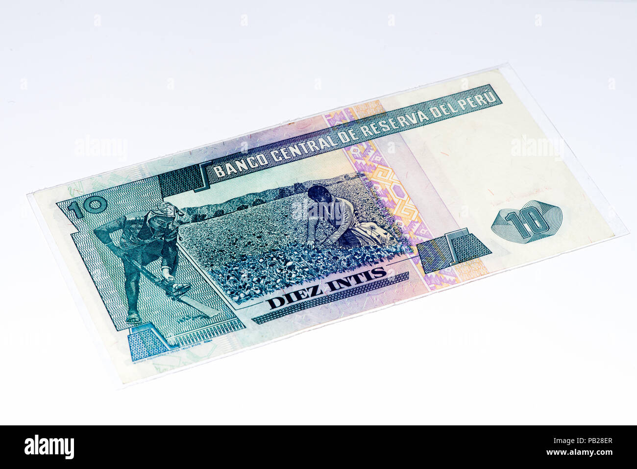 10 intis bank note. Inti is the former currency of Peru Stock Photo - Alamy