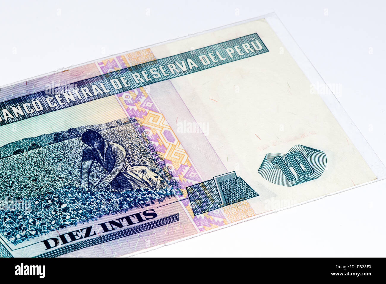 10 intis bank note. Inti is the former currency of Peru Stock Photo - Alamy