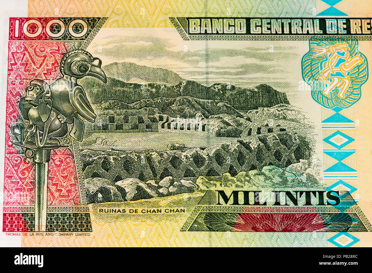 1000 intis bank note. Inti is the former currency of Peru Stock Photo ...