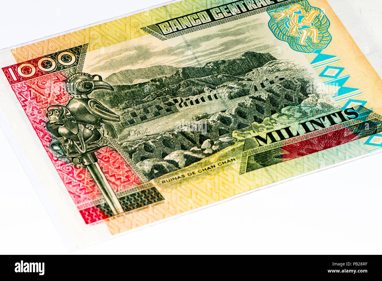 1000 intis bank note. Inti is the former currency of Peru Stock Photo ...