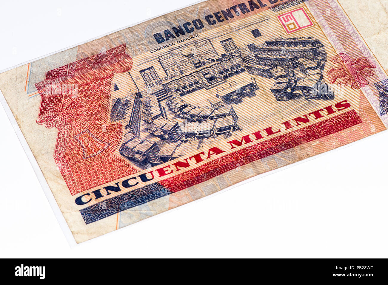 50000 intis bank note. Inti is the former currency of Peru Stock Photo ...