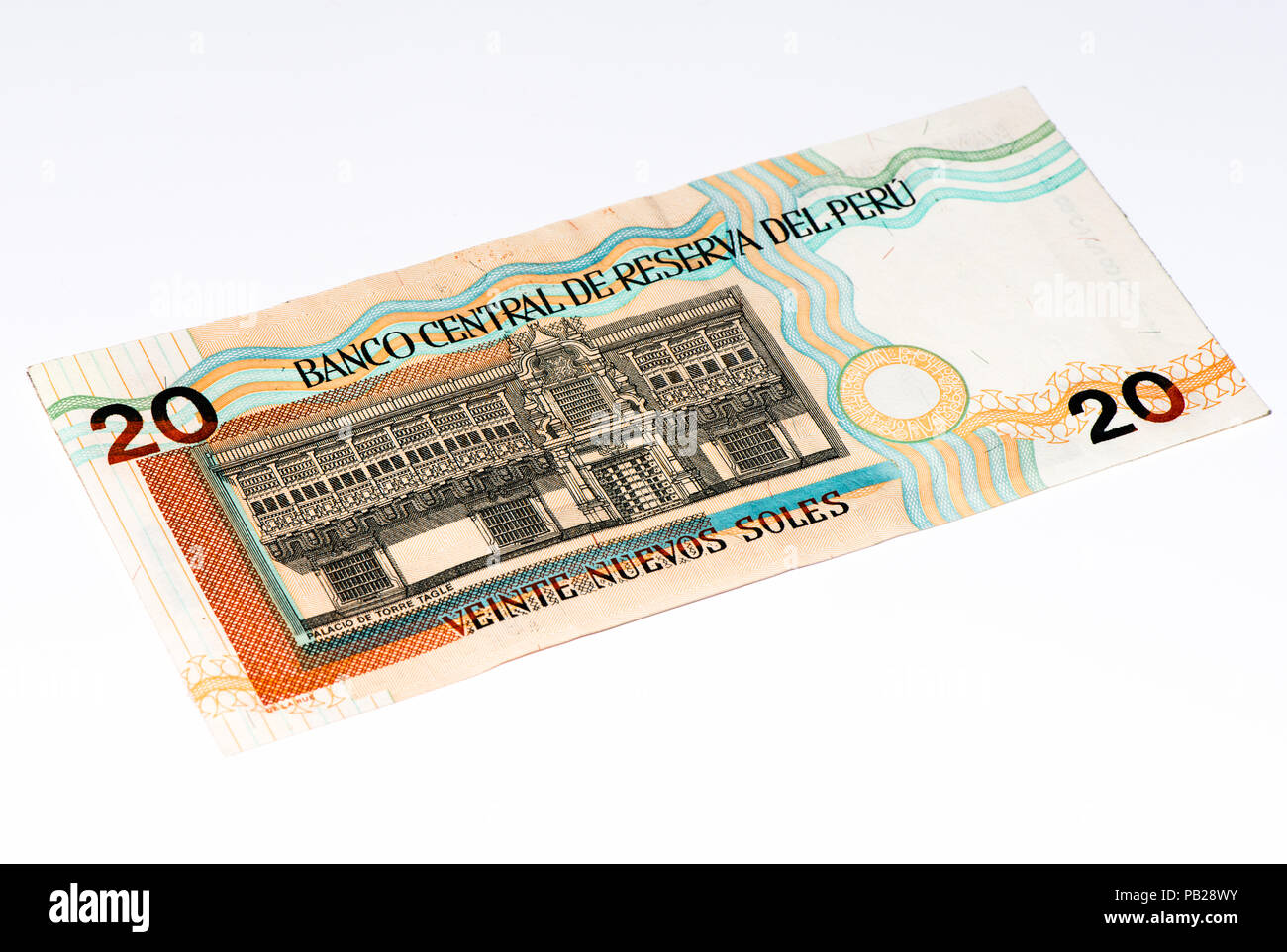 20 soles nuevos bank note. Soles nuevos is the national currency of ...