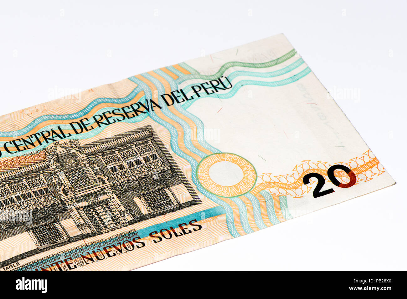 20 soles nuevos bank note. Soles nuevos is the national currency of ...