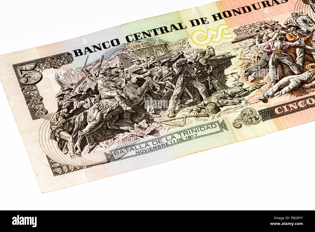 5 lempiras bank note. Lempira is the national currency of Honduras ...