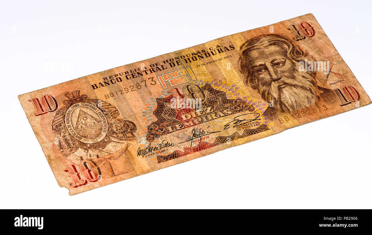 10 lempiras bank note. Lempira is the national currency of Honduras ...