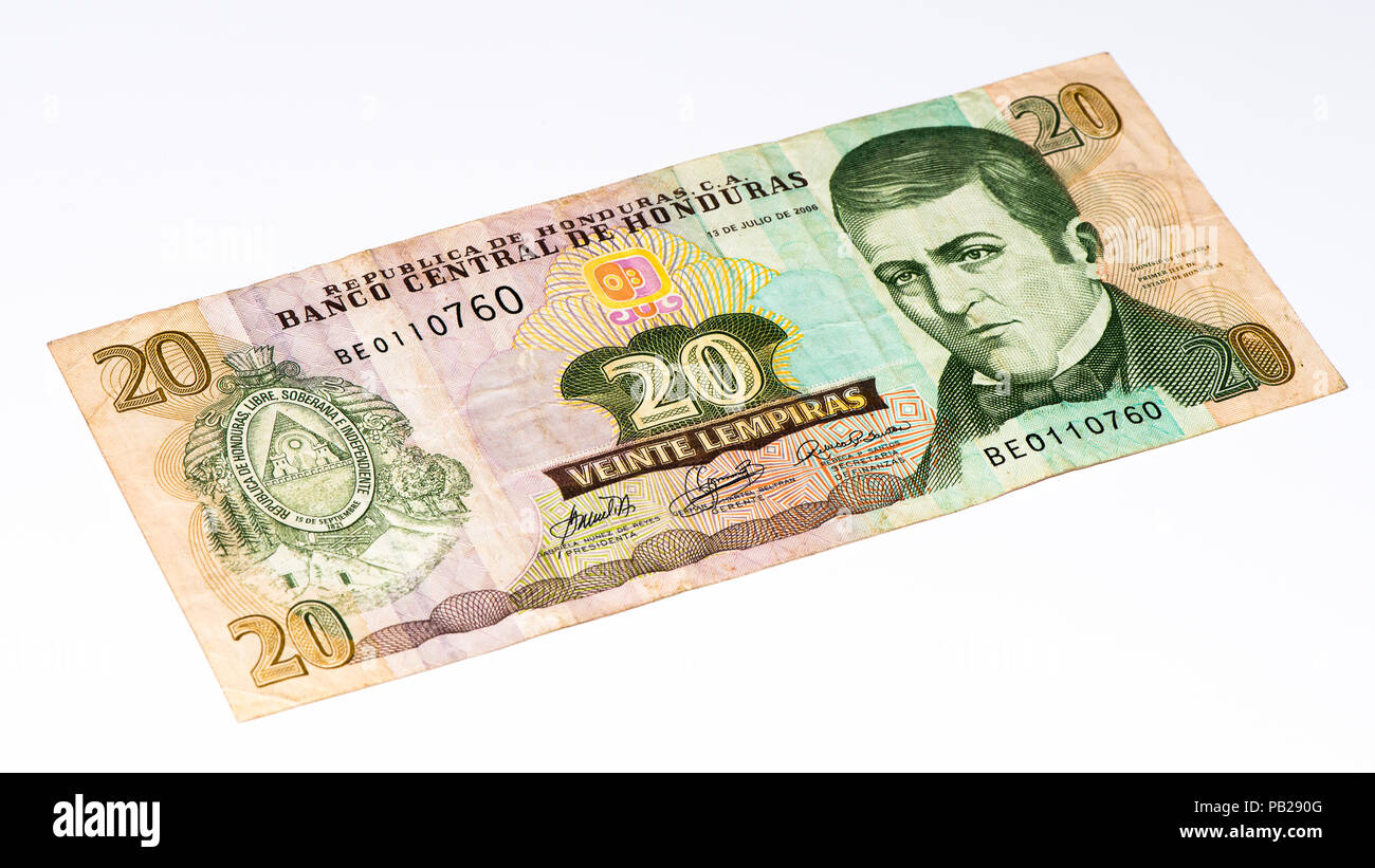 20 lempiras bank note. Lempira is the national currency of Honduras ...