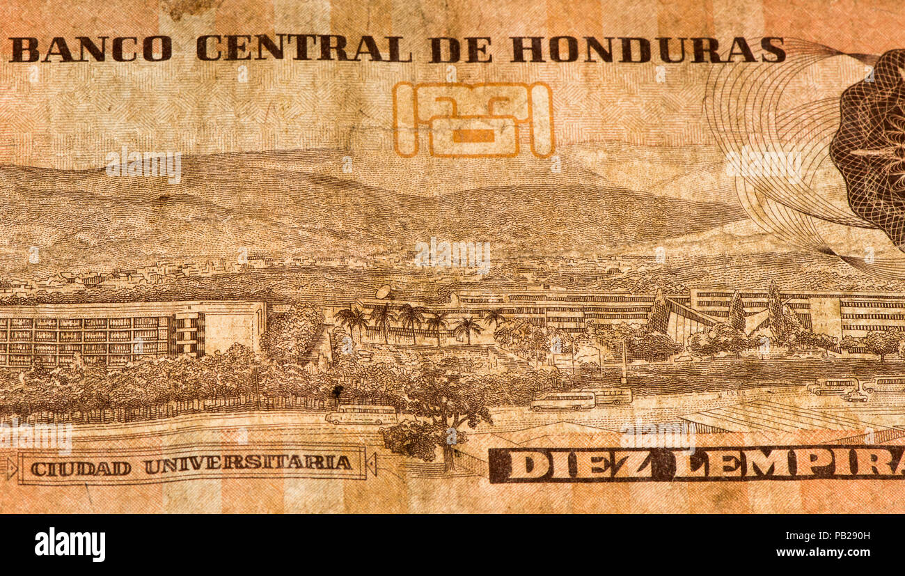 10 lempiras bank note. Lempira is the national currency of Honduras ...