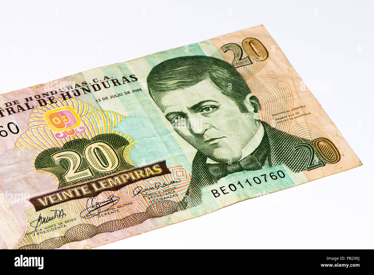 20 lempiras bank note. Lempira is the national currency of Honduras ...