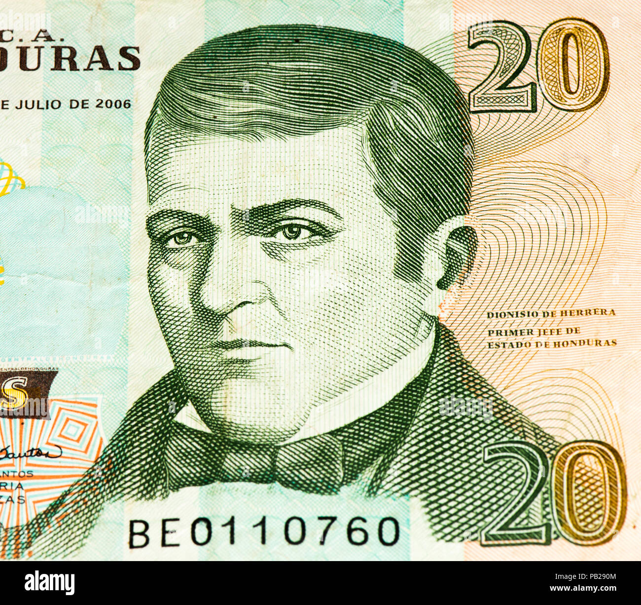 20 lempiras bank note. Lempira is the national currency of Honduras ...