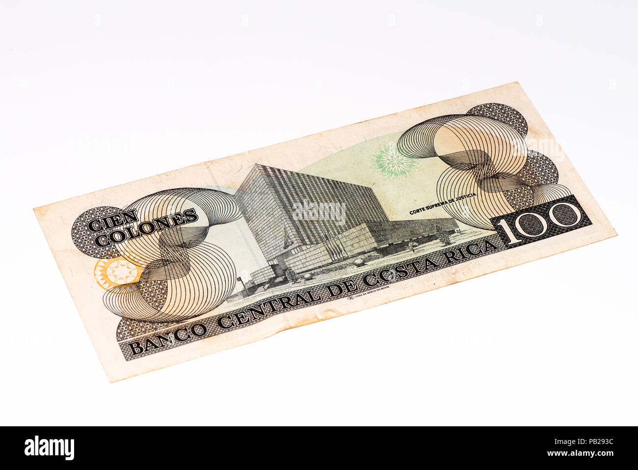 100 Costa Rican colones bank note. Colones is the national currency of ...