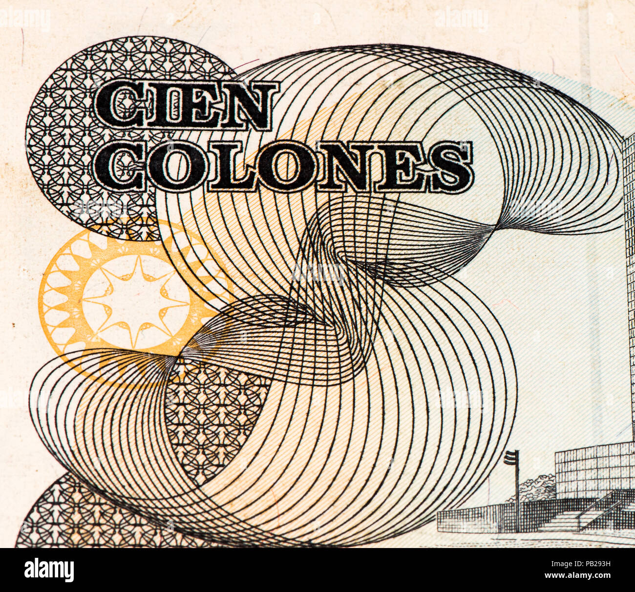 100 Costa Rican colones bank note. Colones is the national currency of ...