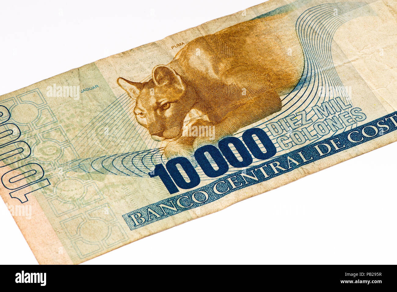 10000 Costa Rican colones bank note. Colones is the national currency ...