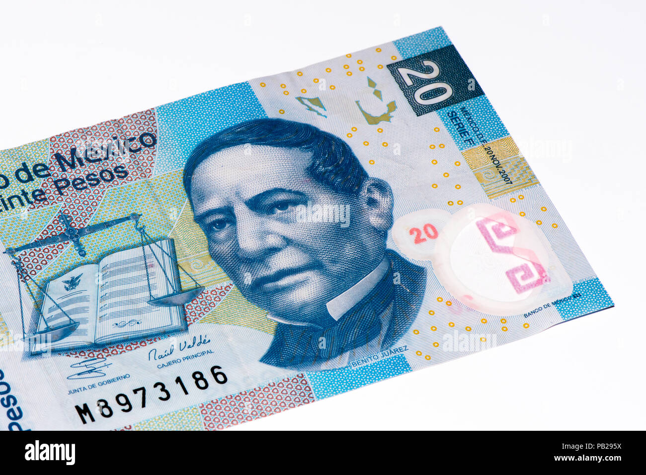 20 Mexican pesos bank note made in 2007 Stock Photo - Alamy