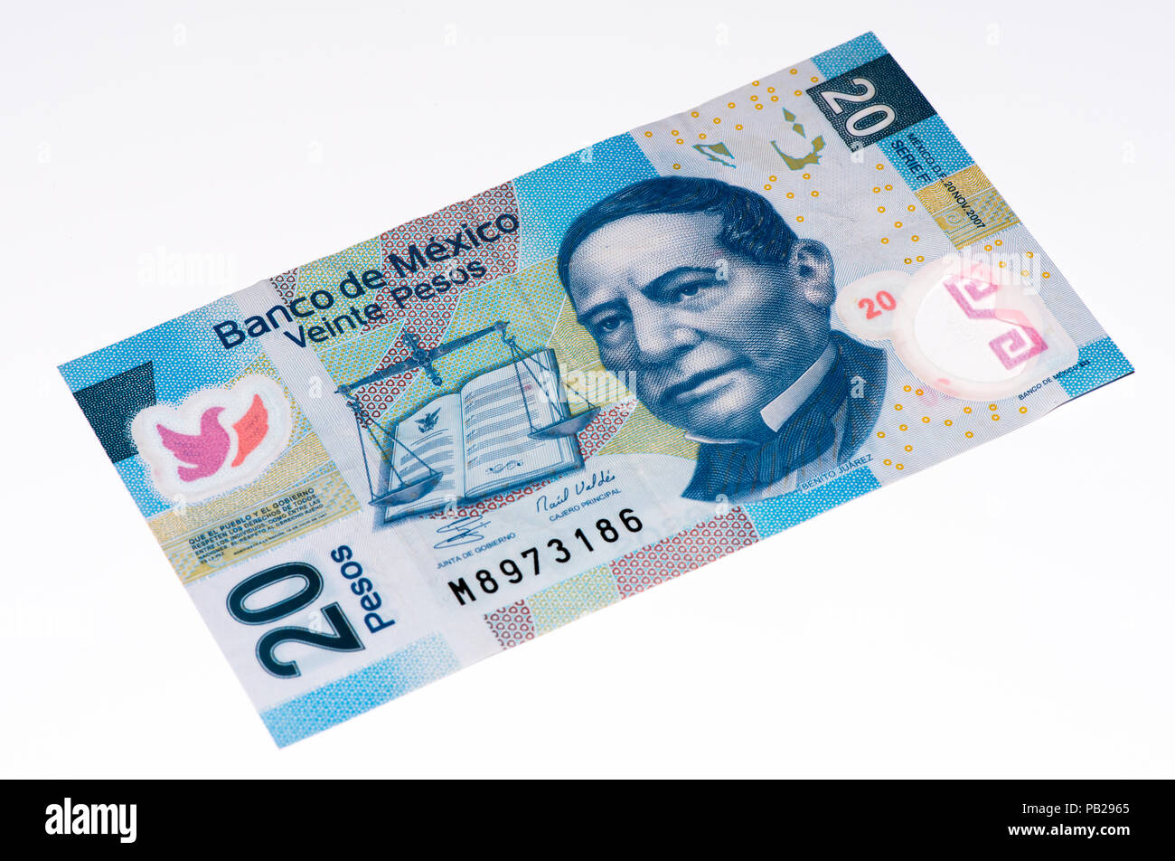 20 Mexican pesos bank note made in 2007 Stock Photo - Alamy