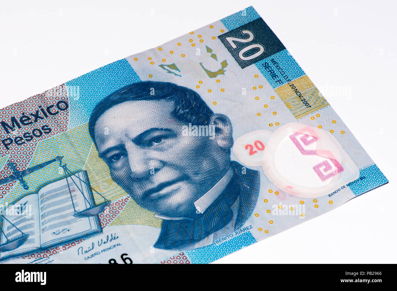 20 Mexican pesos bank note made in 2007 Stock Photo - Alamy