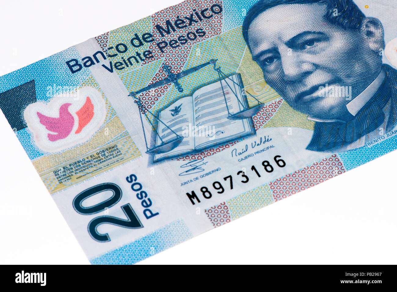 20 Mexican pesos bank note made in 2007 Stock Photo - Alamy