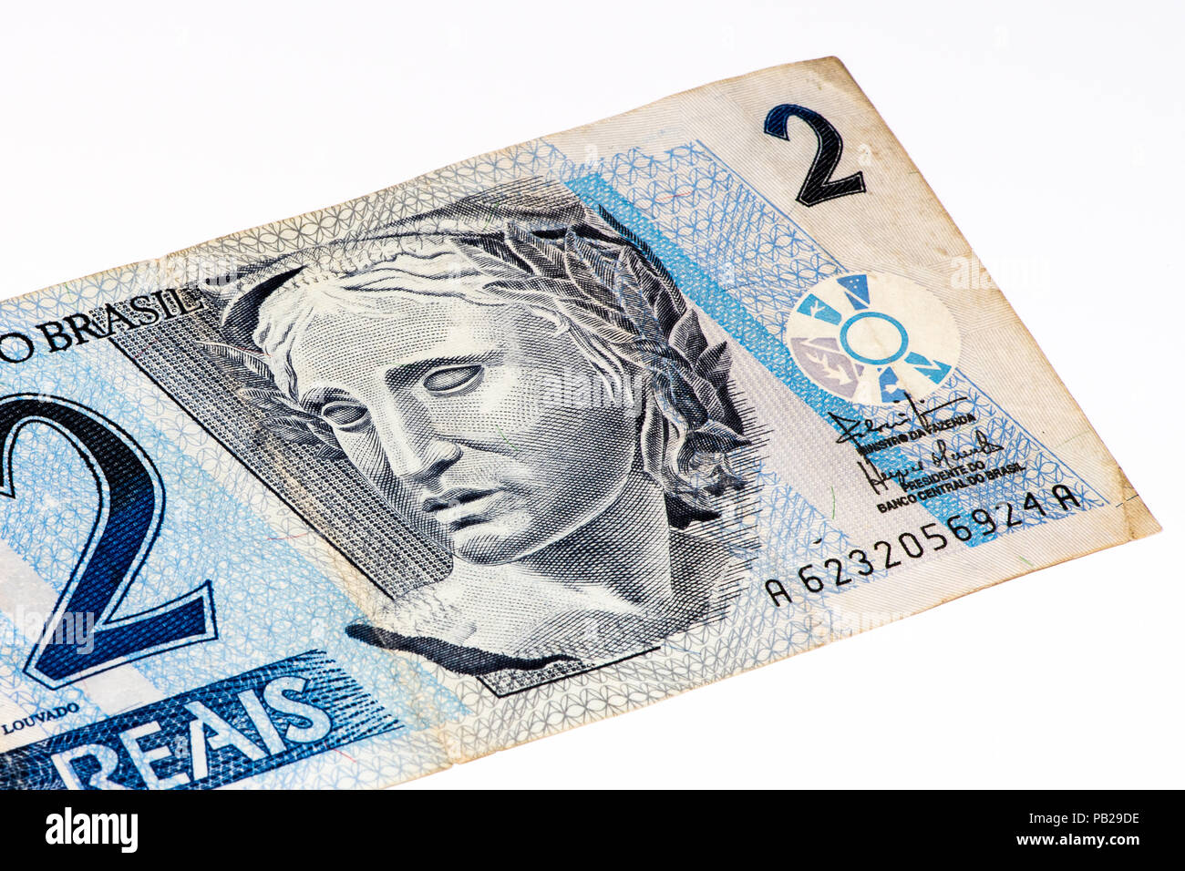 2 Brasilian reals bank note. Real is national currency of Brasil Stock ...