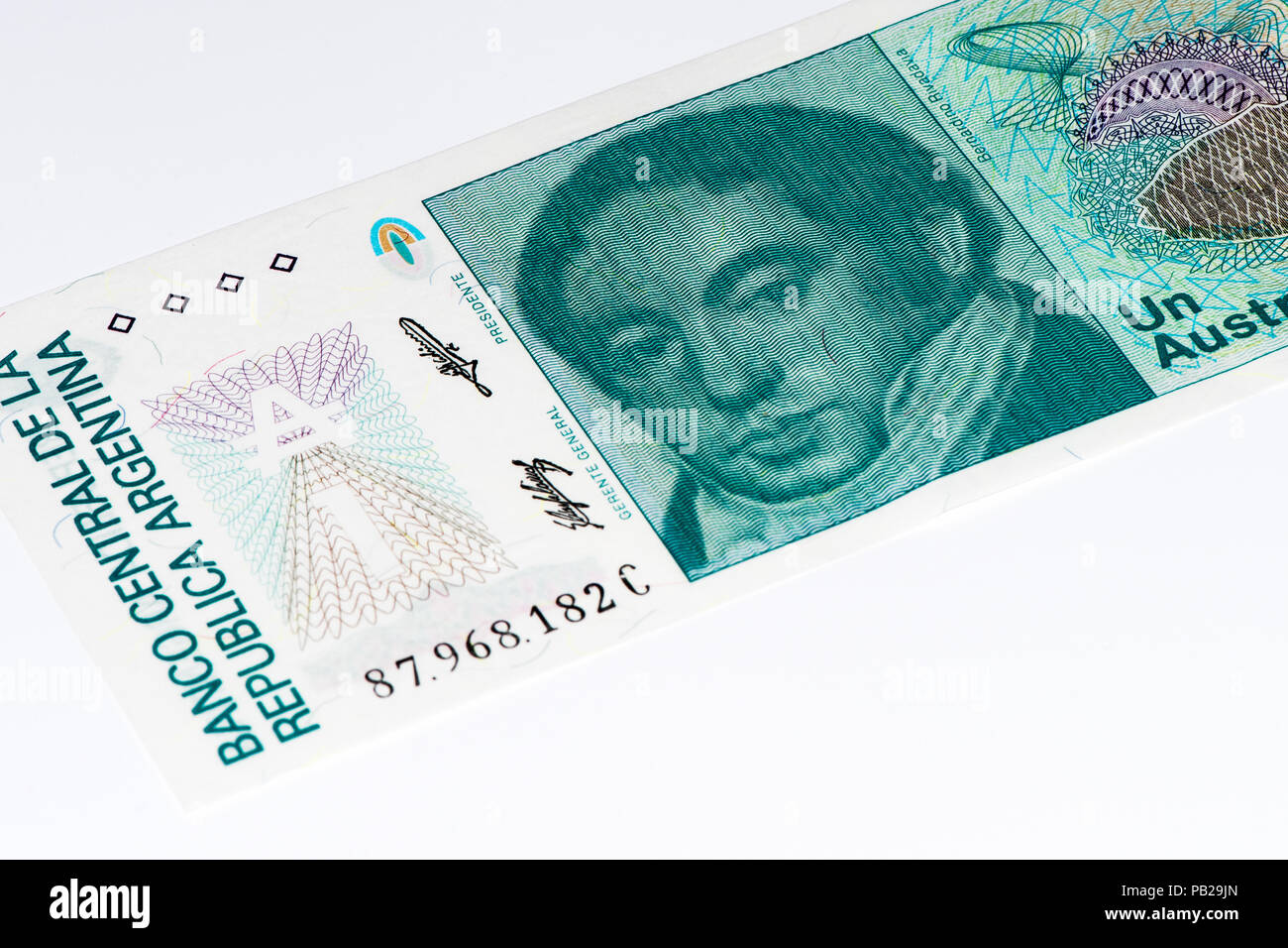 1 Argentinian austral bank note. Argentinian austral is the former ...