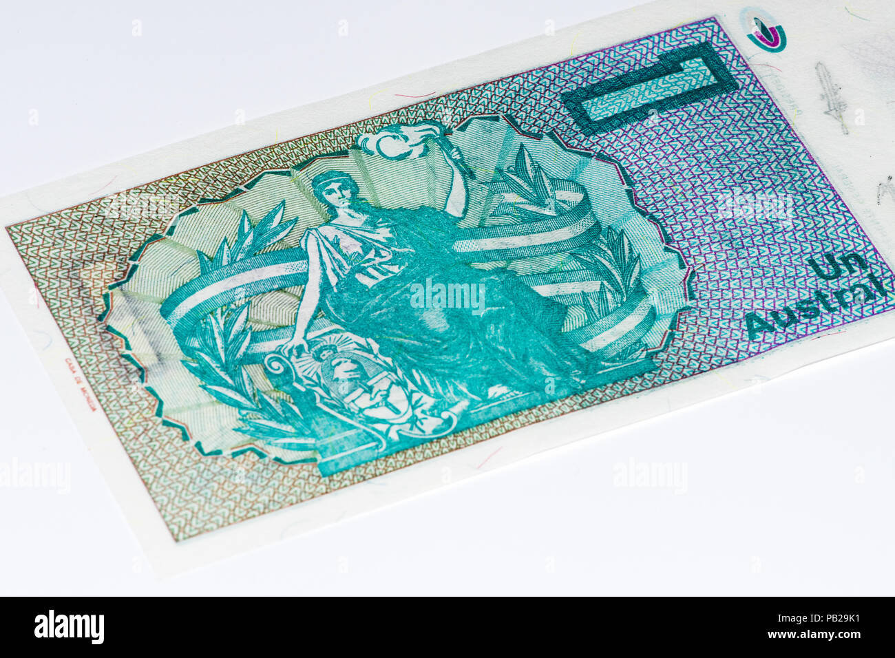 1 Argentinian austral bank note. Argentinian austral is the former ...