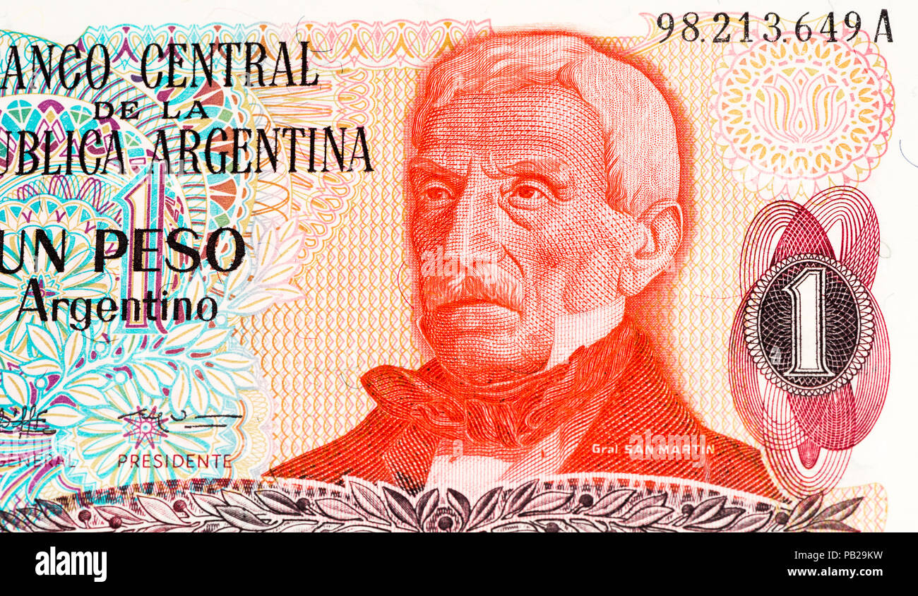 1 Argentinian peso bank note. Argentinian peso is the national currency ...