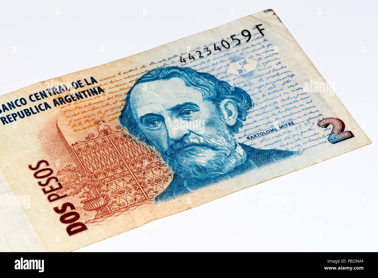 2 Argentinian peso bank note. Argentinian peso is the national currency ...
