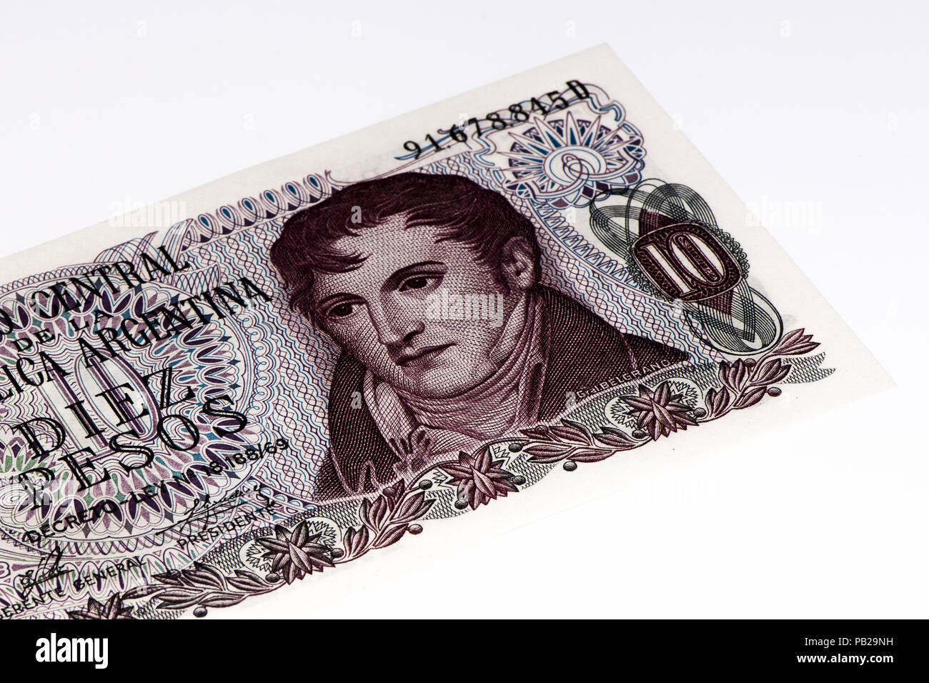 10 Argentinian peso bank note. Argentinian peso is the national ...