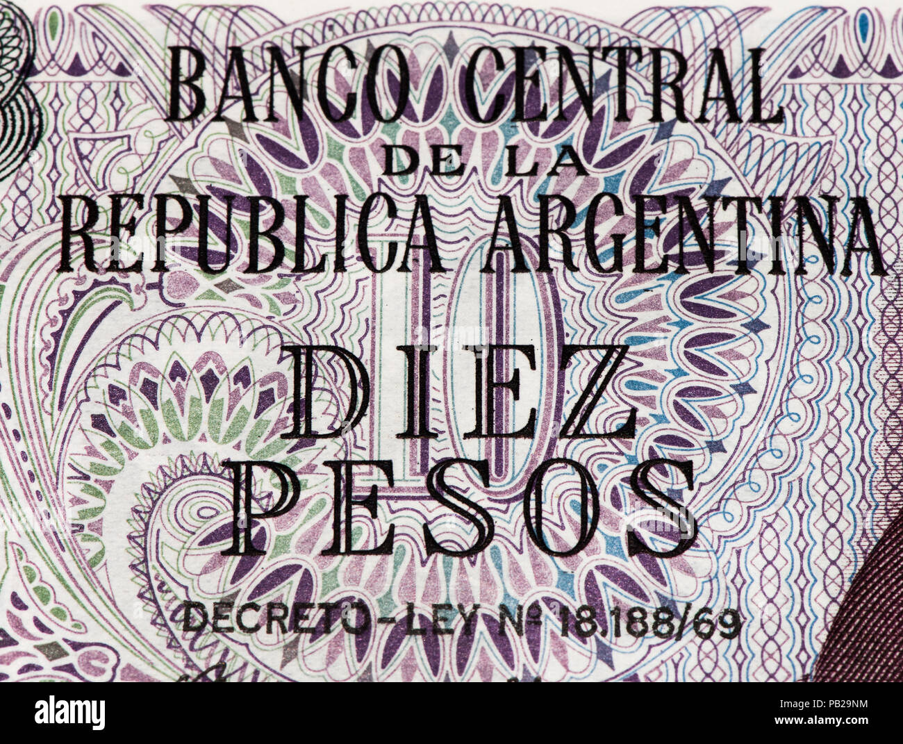 10 Argentinian peso bank note. Argentinian peso is the national ...