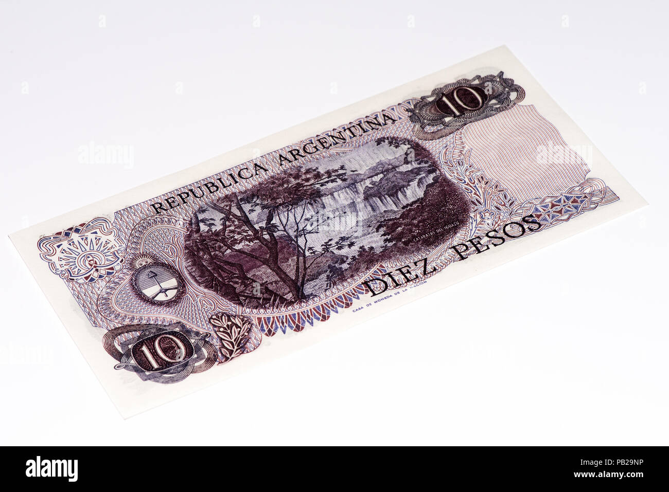 10 Argentinian peso bank note. Argentinian peso is the national ...