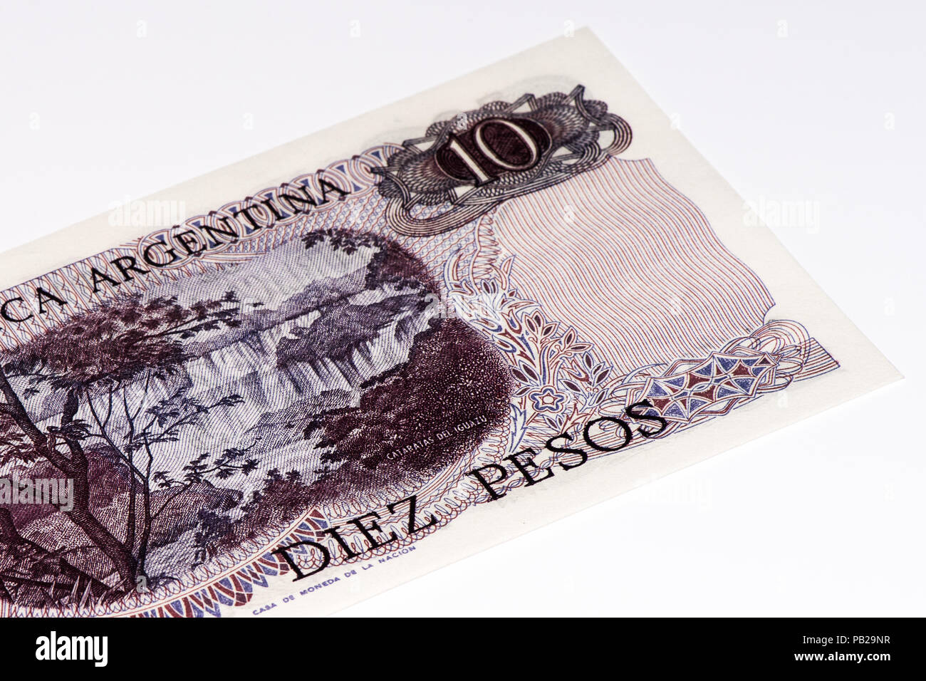 10 Argentinian peso bank note. Argentinian peso is the national ...