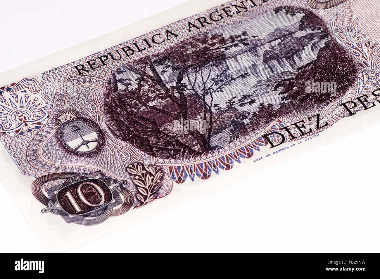10 Argentinian peso bank note. Argentinian peso is the national ...