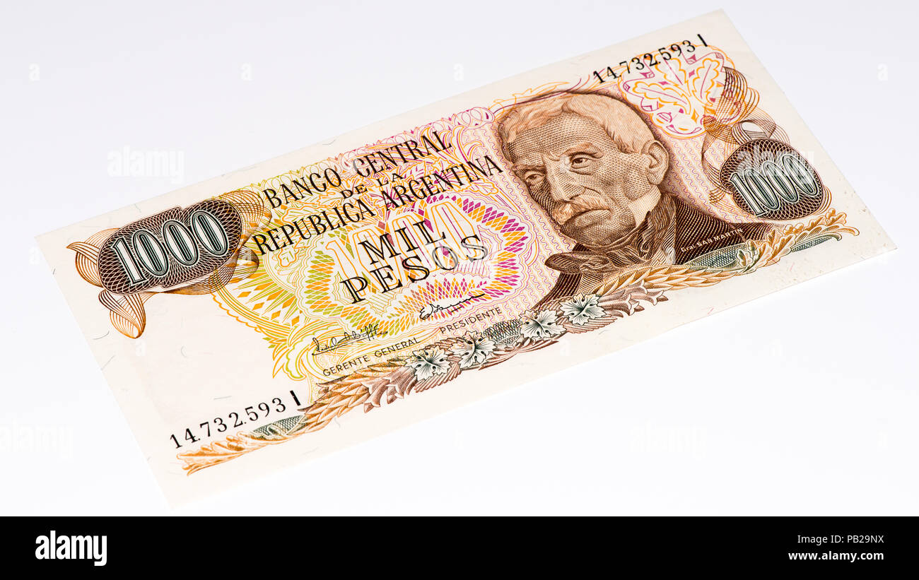 1000 Argentinian peso bank note. Argentinian peso is the national ...