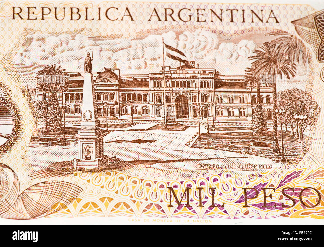1000 Argentinian peso bank note. Argentinian peso is the national ...