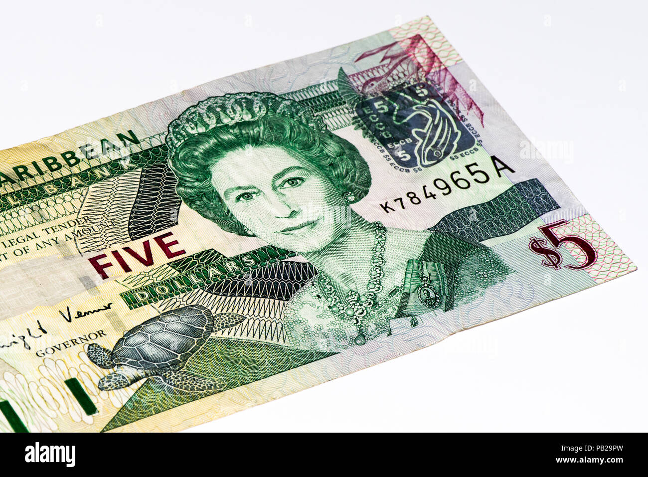 5 Eastern Caribbean dollars bank note Stock Photo - Alamy