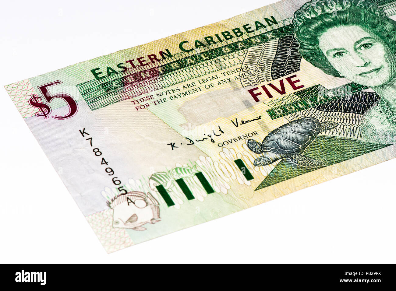 5 Eastern Caribbean dollars bank note Stock Photo - Alamy
