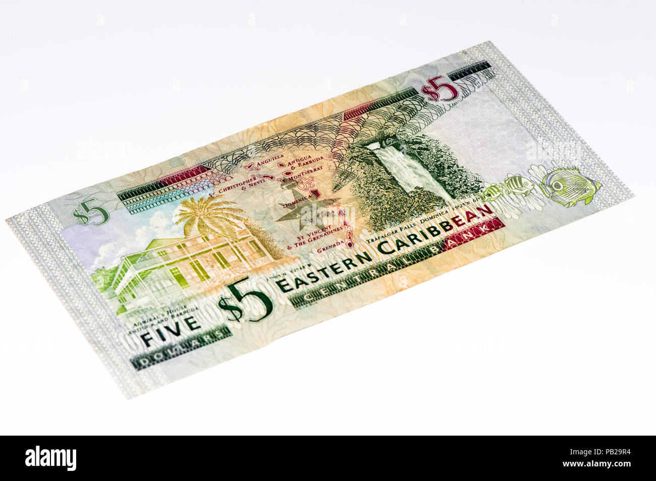 5 Eastern Caribbean dollars bank note Stock Photo - Alamy