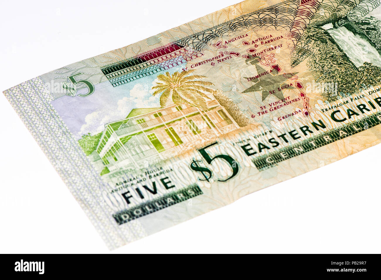 5 Eastern Caribbean dollars bank note Stock Photo - Alamy