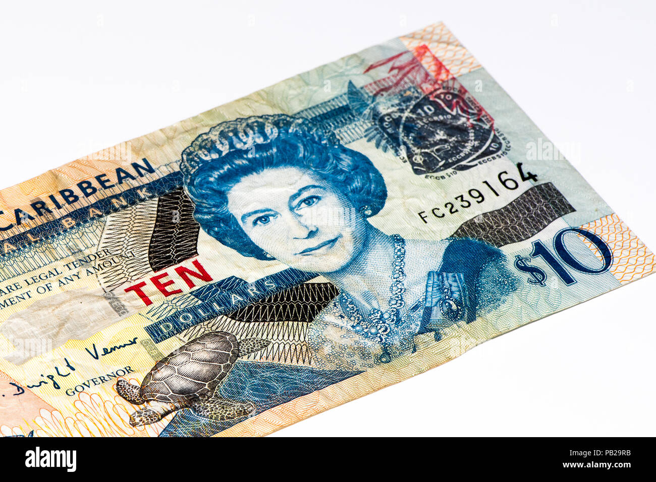 10 Eastern Caribbean dollars bank note Stock Photo - Alamy