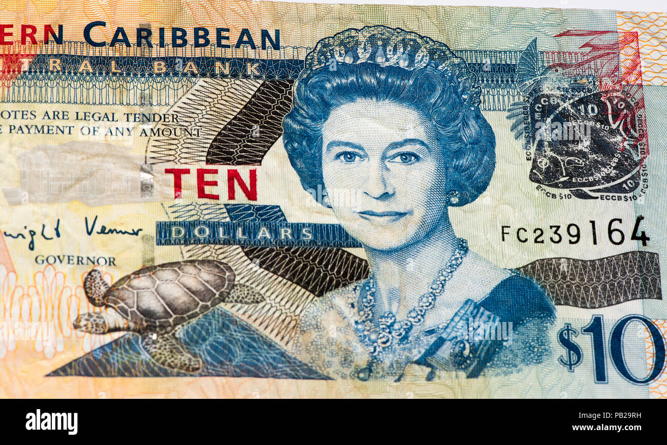10 Eastern Caribbean dollars bank note Stock Photo - Alamy