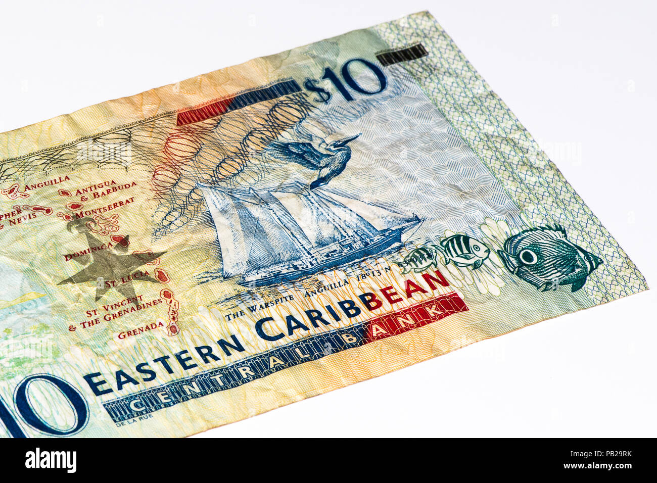 10 Eastern Caribbean dollars bank note Stock Photo - Alamy
