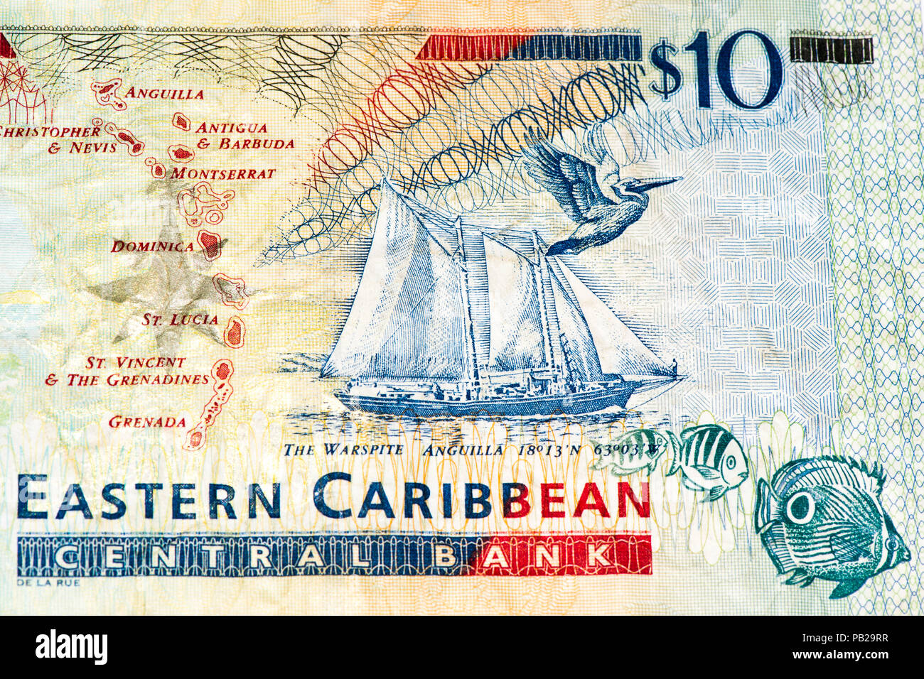 10 Eastern Caribbean dollars bank note Stock Photo - Alamy