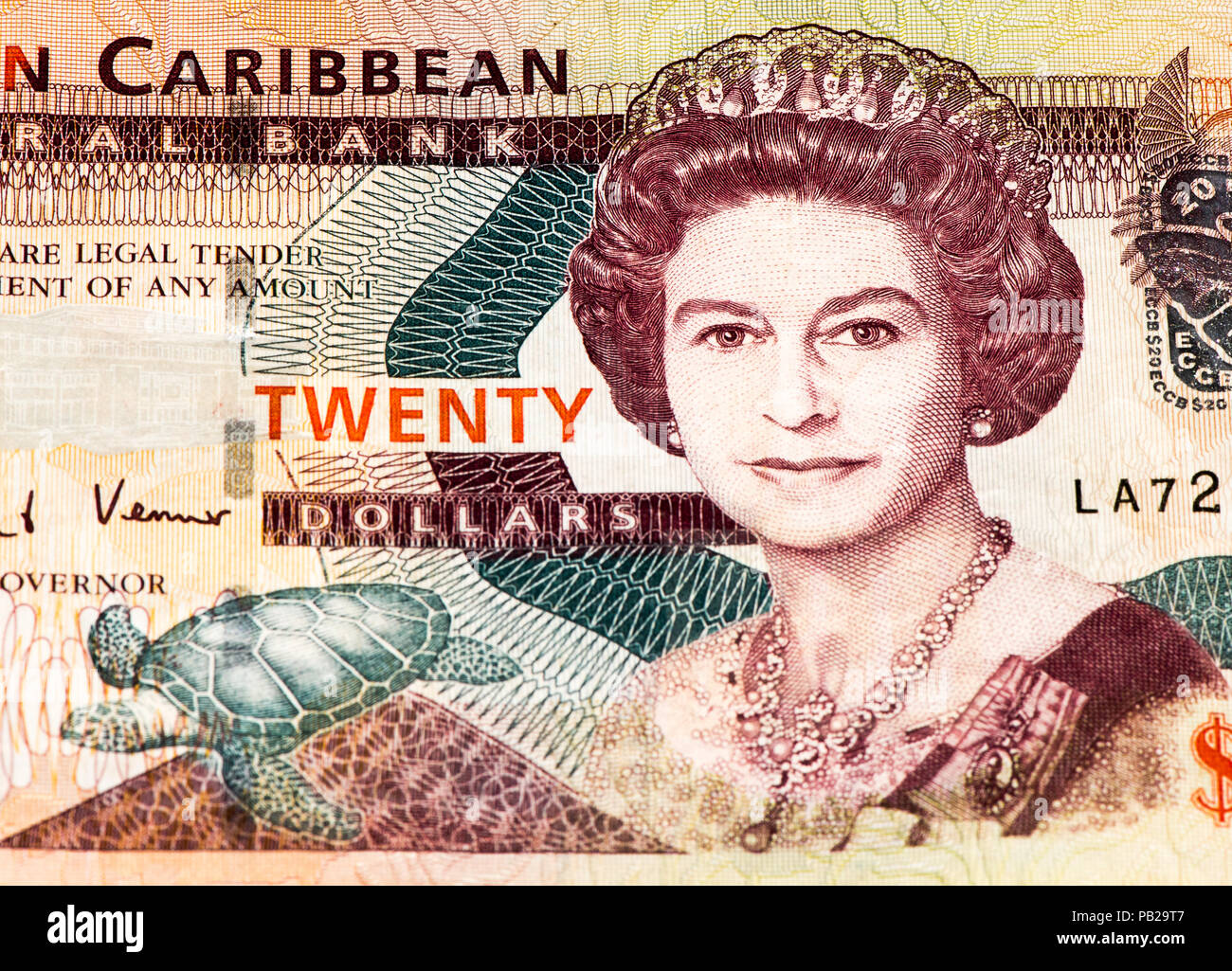 20 Eastern Caribbean dollars bank note Stock Photo - Alamy